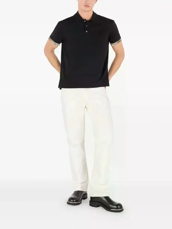 Roberto Cavalli Jaguar-print Cuff Polo Shirt