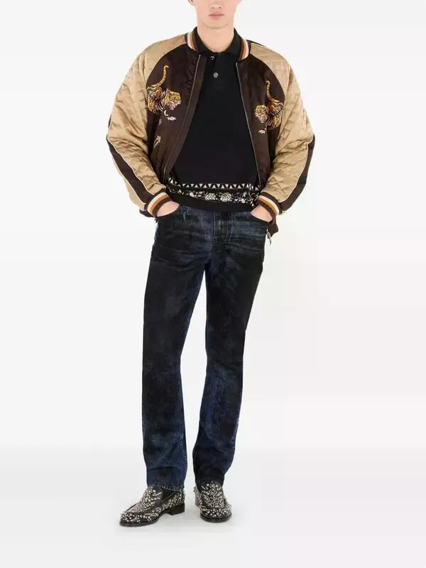 Roberto Cavalli Tiger Embroidered Quilted Bomber Jacket
