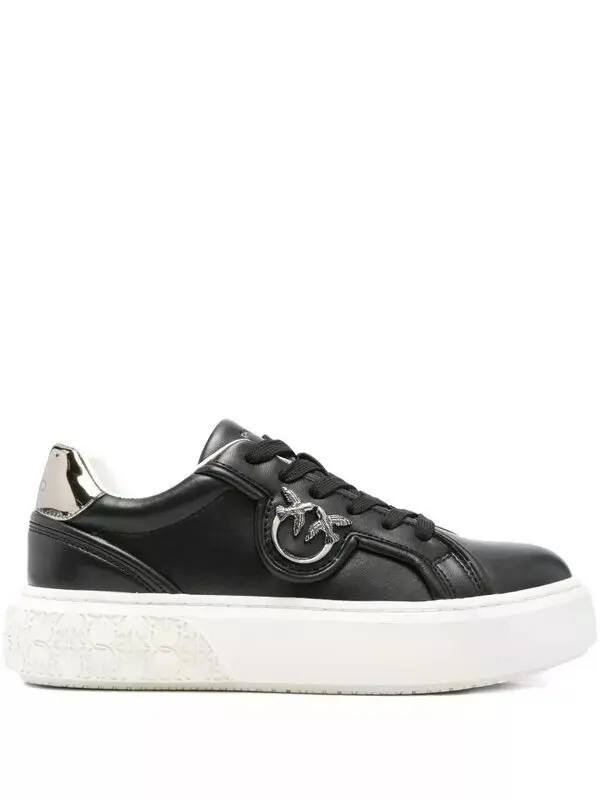 Pinko Platform Lace-up Sneakers With Metallic Heel Counter - Black