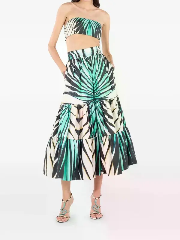 Roberto Cavalli Printed Tiered Skirt - Blue
