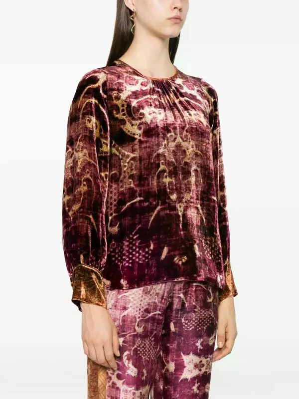 PIERRE-LOUIS MASCIA Printed Velvet Blouse - Red