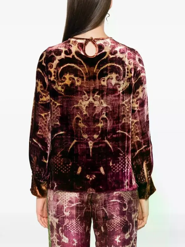 PIERRE-LOUIS MASCIA Printed Velvet Blouse - Red