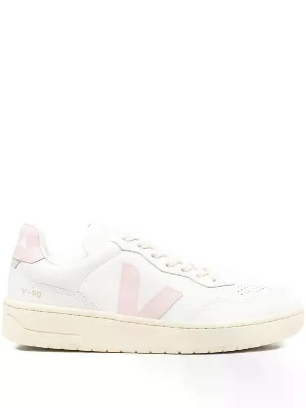 VEJA V-90 Leather Petale Sneakers - White