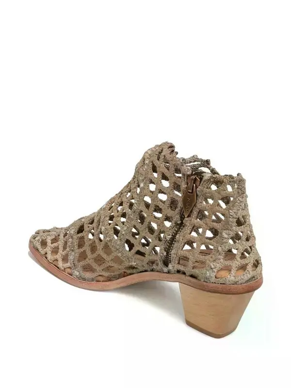 VERDURA SHOES Block Heel Netted Boots - Neutrals