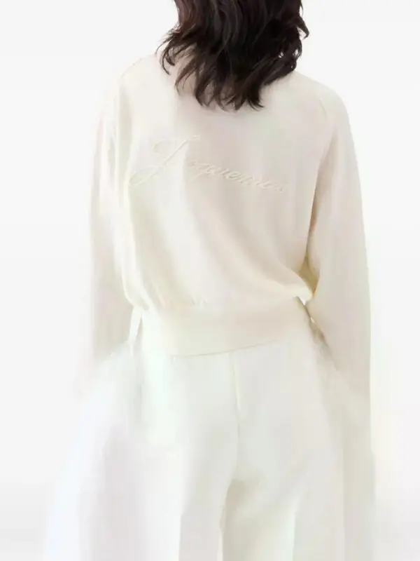 Jacquemus The Embroidered Cropped Sweater - Neutrals
