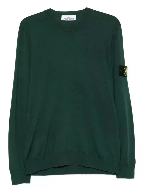 Stone Island Crew Neck Patch Sweater - Green