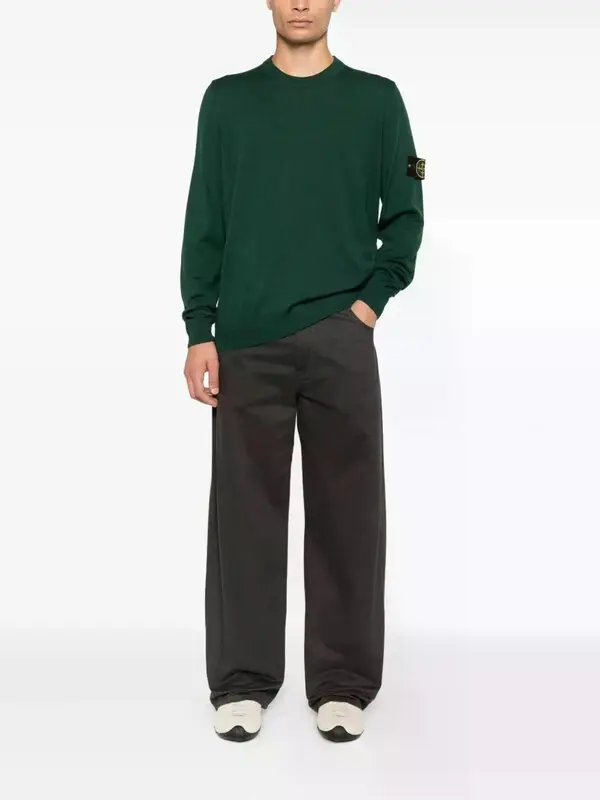 Stone Island Crew Neck Patch Sweater - Green