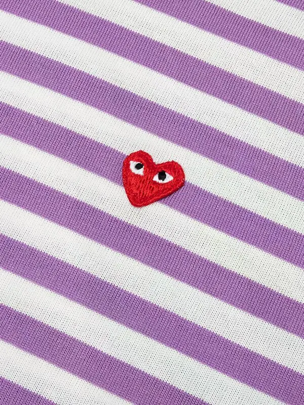 Play Comme Des Garcon Striped Heart-logo T-shirt
