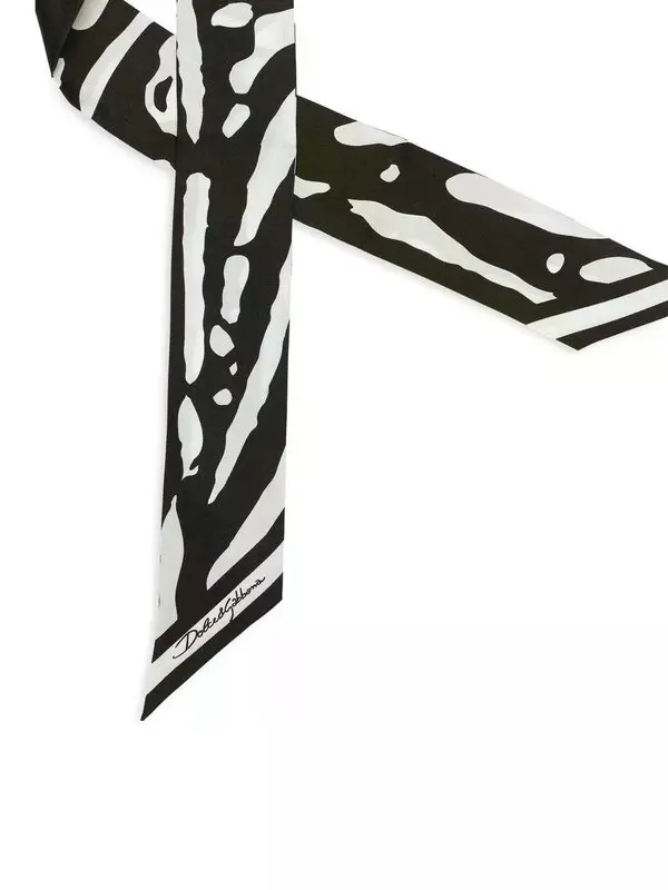 Dolce & Gabbana Zebra-print Twill Headscarf - Black