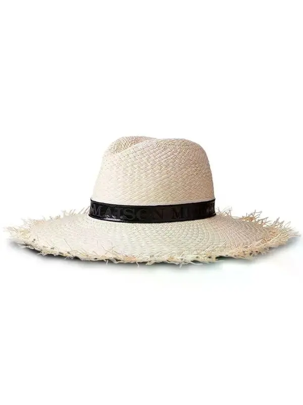 MAISON MICHEL Zango Logo-detail Straw Fedora Hat - Neutrals