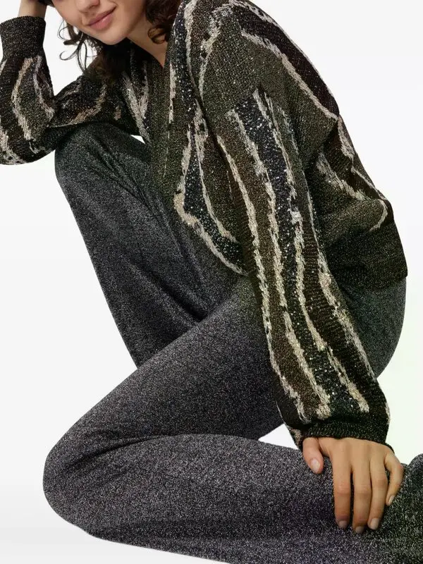 Missoni Metallic Effect Flared Leg Trousers - Grey