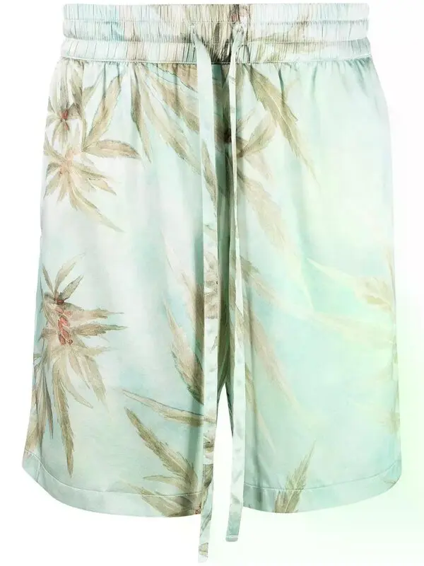 NAHMIAS Graphic-print Silk Shorts - Blue