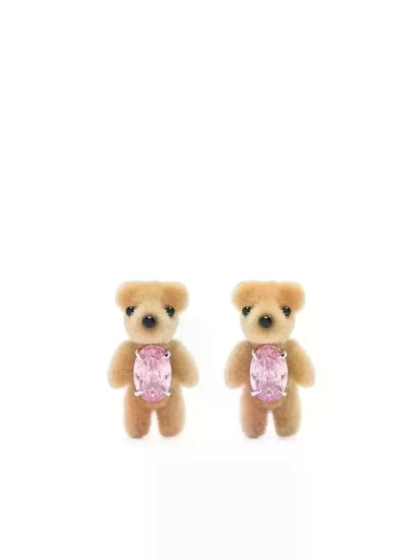 YVMIN Bear-motif Stud Earrings - Brown