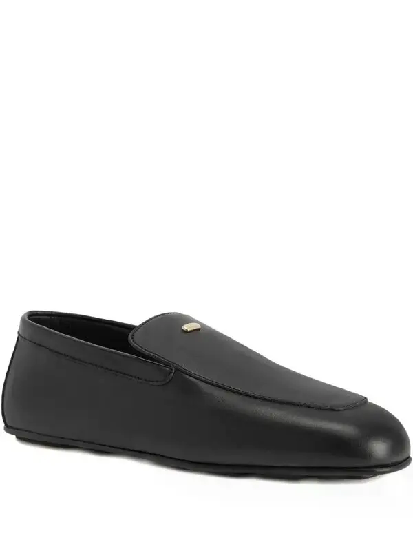 GIUSEPPE ZANOTTI Leather Loafers With Gold-tone Detail - Black