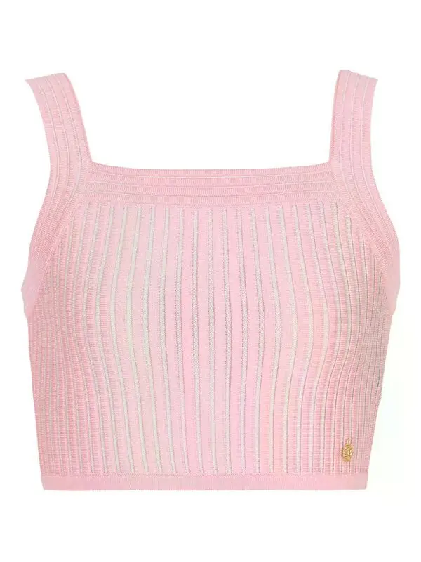 Balmain Ribbed Square-neck Sleeveless Top