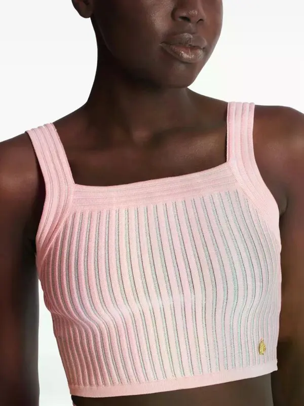 Balmain Ribbed Square-neck Sleeveless Top