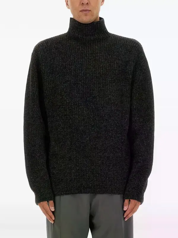 LEMAIRE High-neck Ribbed Knit Sweater - Black