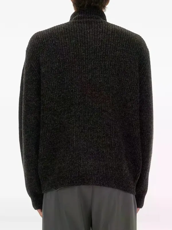 LEMAIRE High-neck Ribbed Knit Sweater - Black