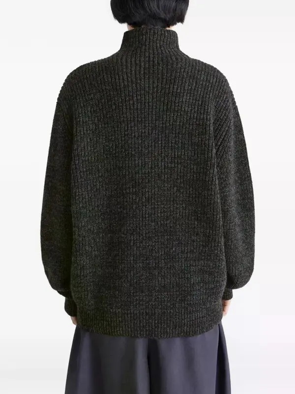 LEMAIRE High-neck Ribbed Knit Sweater - Black