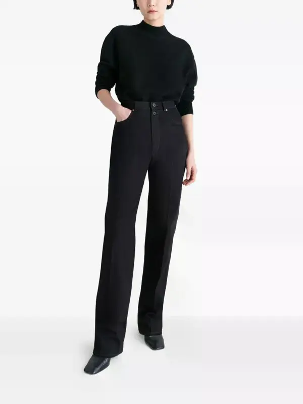 LEMAIRE Lemiare Rib-knit Trim Mock Neck Sweater - Black