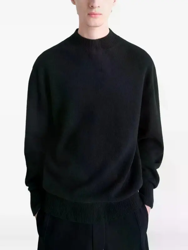 LEMAIRE Lemiare Rib-knit Trim Mock Neck Sweater - Black