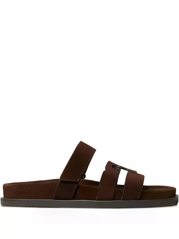 Tory Burch Ines Slides With Split Double T Design - Brown