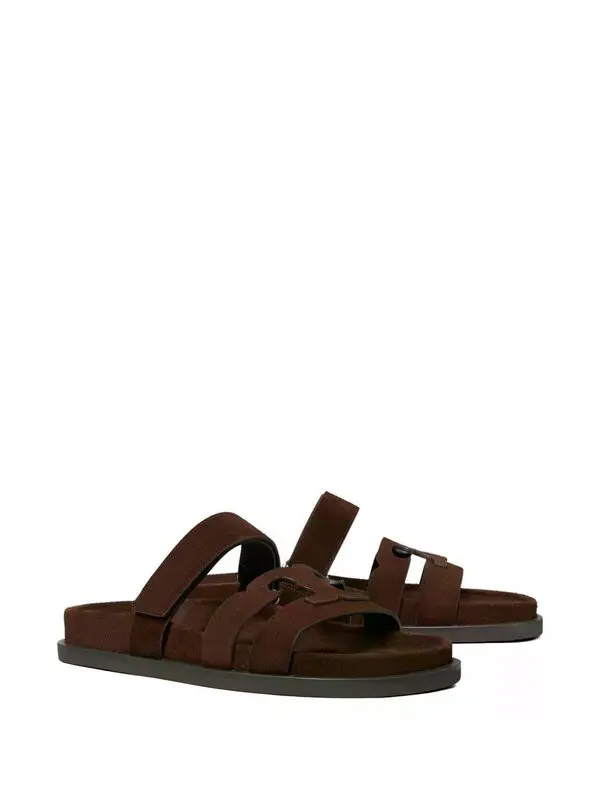 Tory Burch Ines Slides With Split Double T Design - Brown