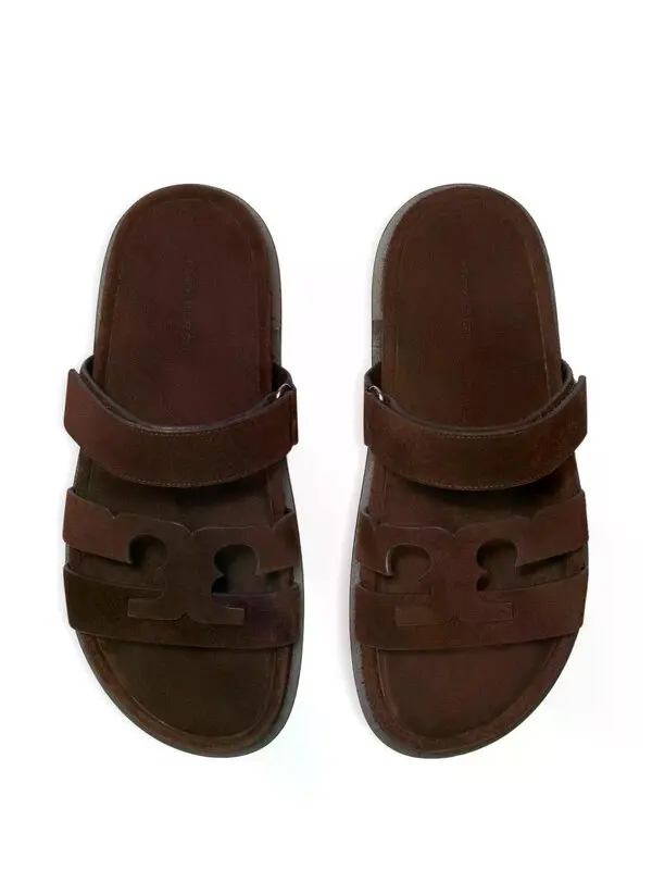 Tory Burch Ines Slides With Split Double T Design - Brown