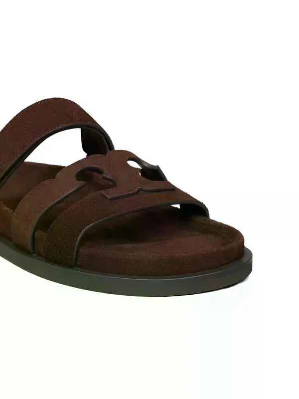 Tory Burch Ines Slides With Split Double T Design - Brown