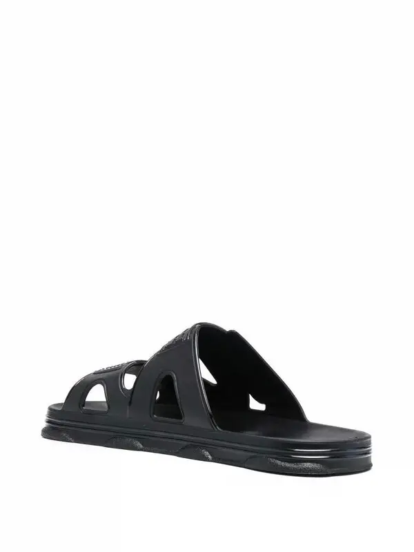 Gcds Logo Strap Flat Sandals - Black