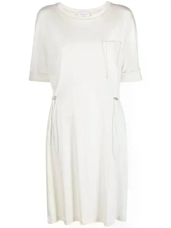 Fabiana Filippi Drawstring Waist Cotton T-shirt Dress - Neutrals