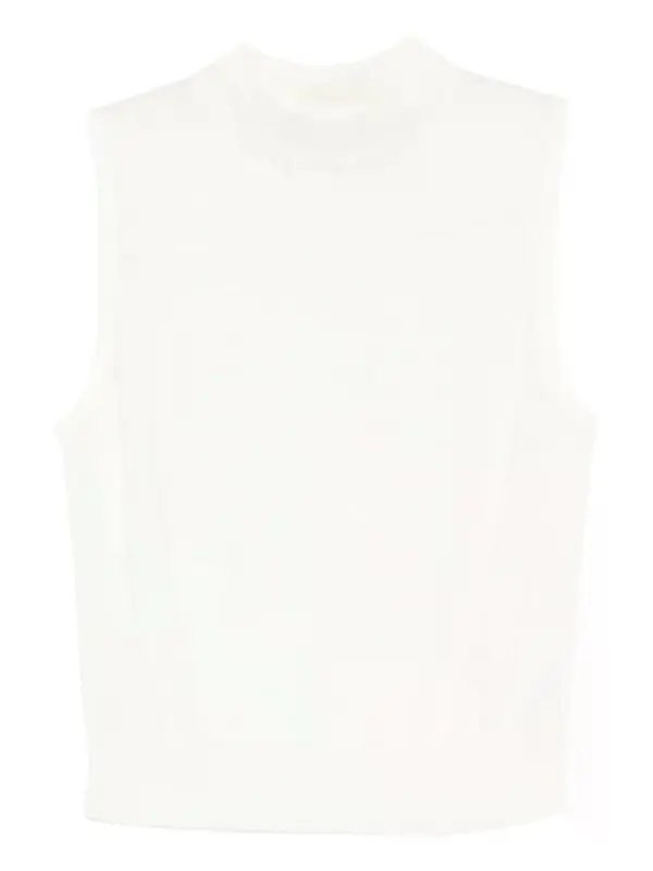 Vince Mock Neck Sleeveless Top - White