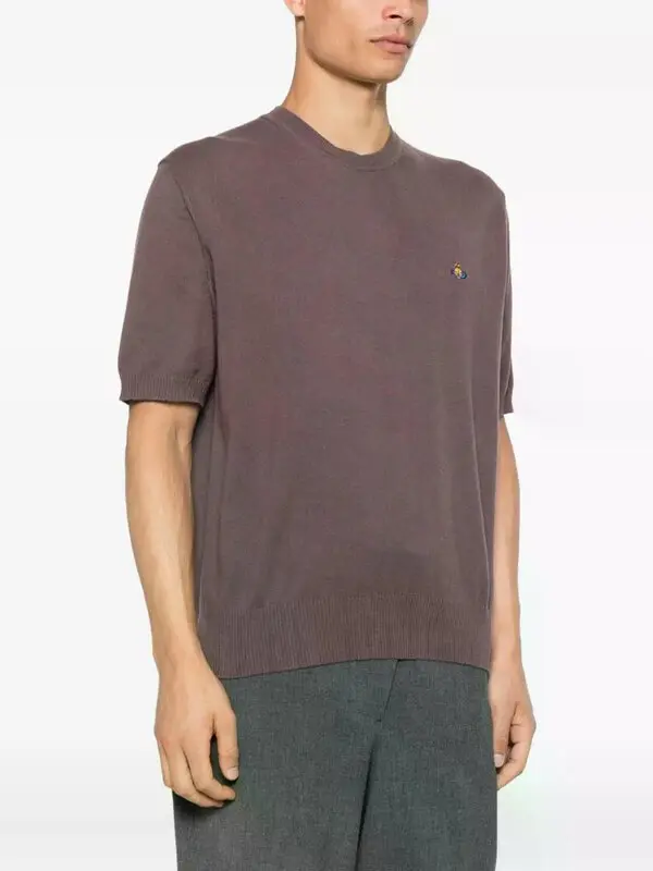 VIVIENNE WESTWOOD Logo-embroidered Short-sleeve Sweater