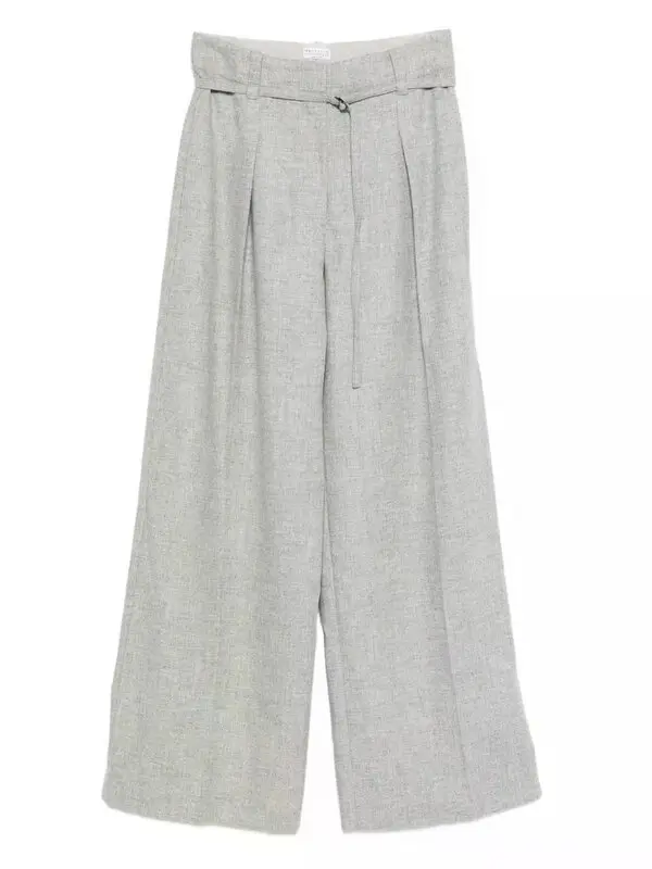 Brunello Cucinelli Pleated Belted Trousers - Grey
