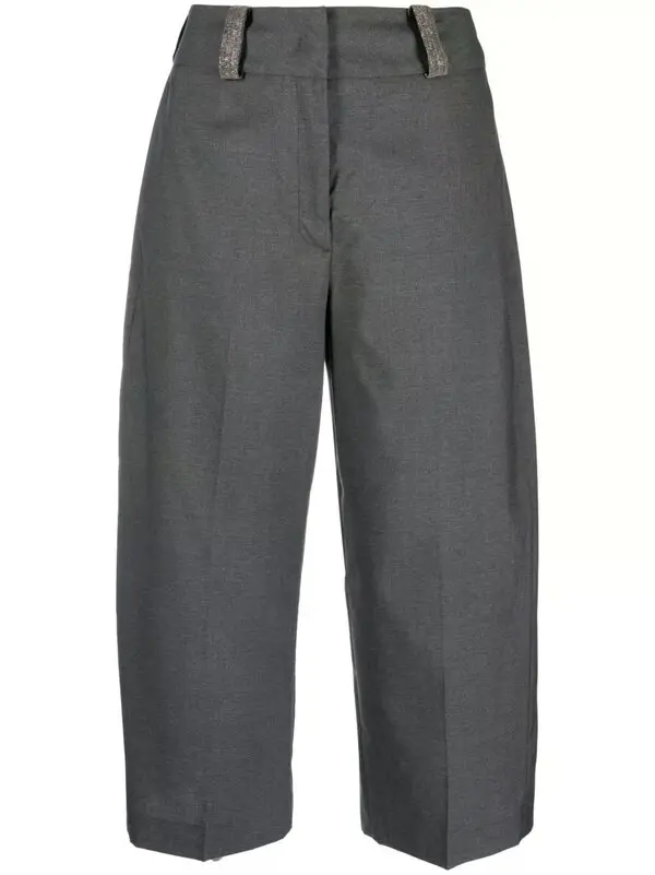 Fabiana Filippi Pressed Crease Wool Cropped Trousers - Grey