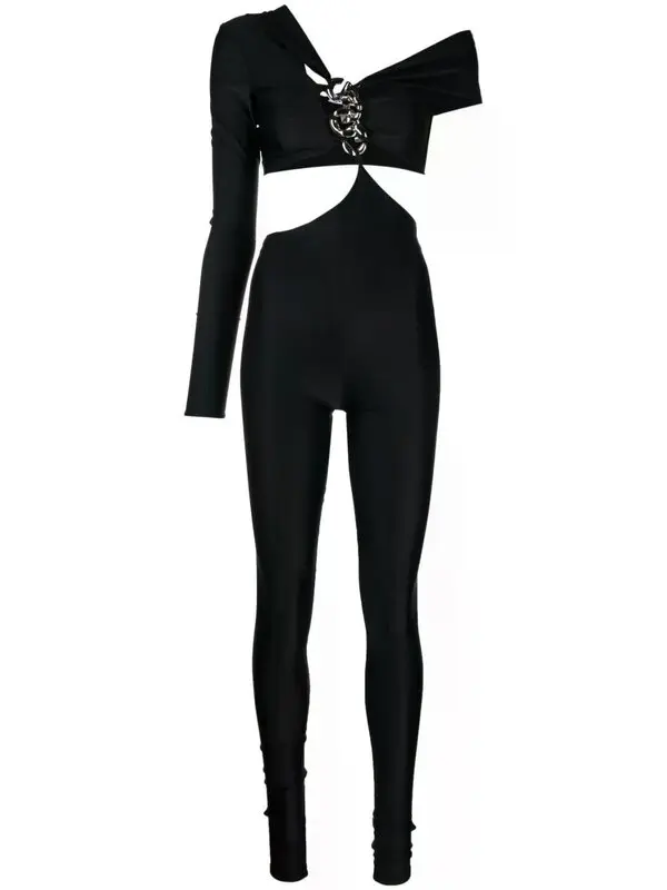 Gcds Logo-chain One-shoulder Jumpsuit - Black