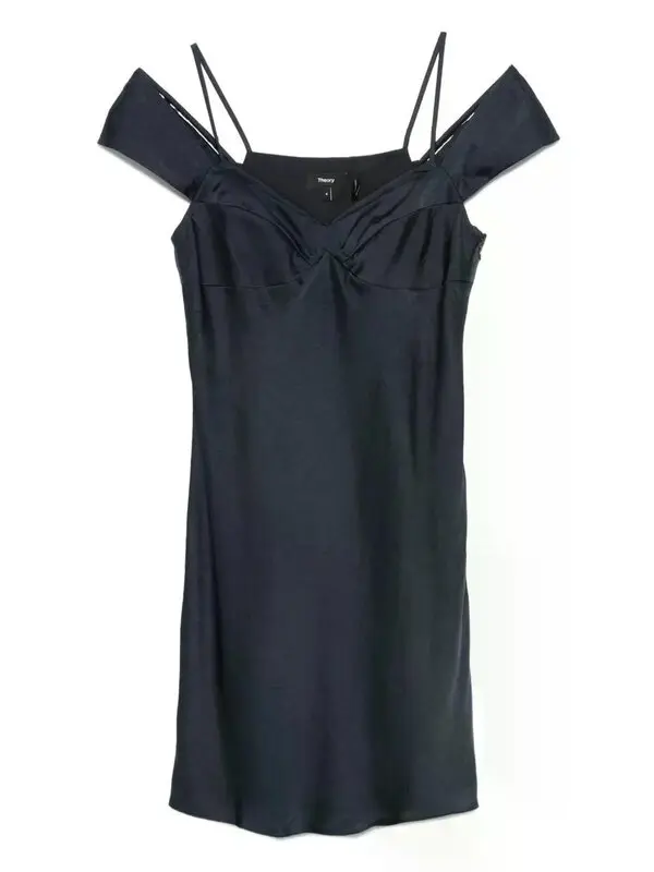 Theory Off-shoulder Draped Mini Dress