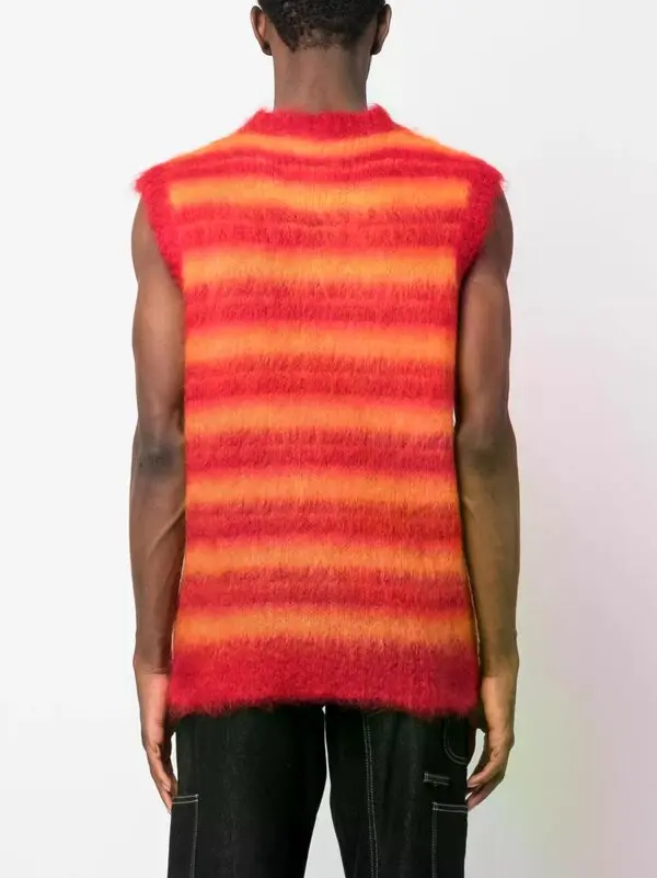 Marni Brushed Mohair Striped Vest - Red