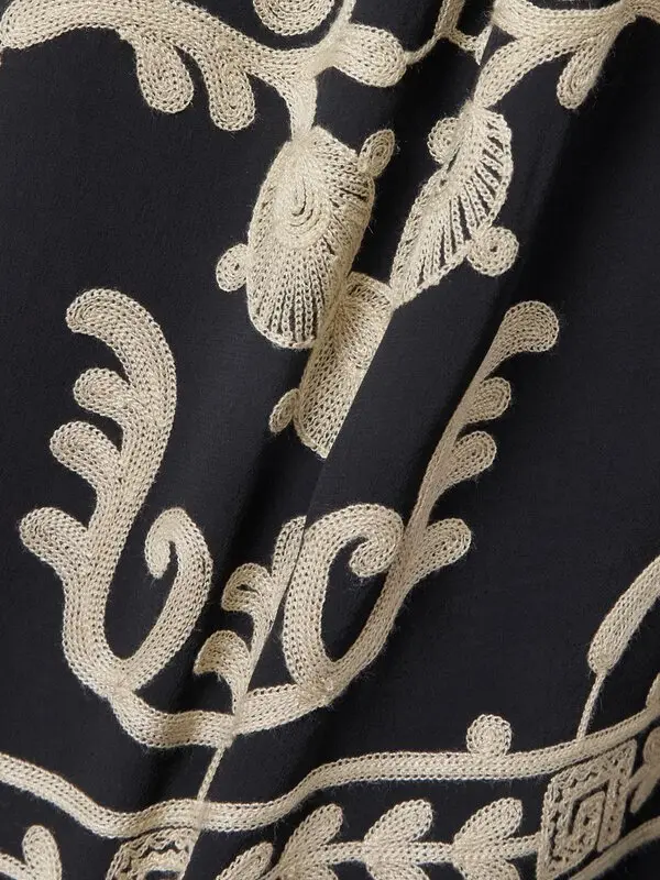 MARANT ETOILE Embroidered Pleated Crepe Midi Dress