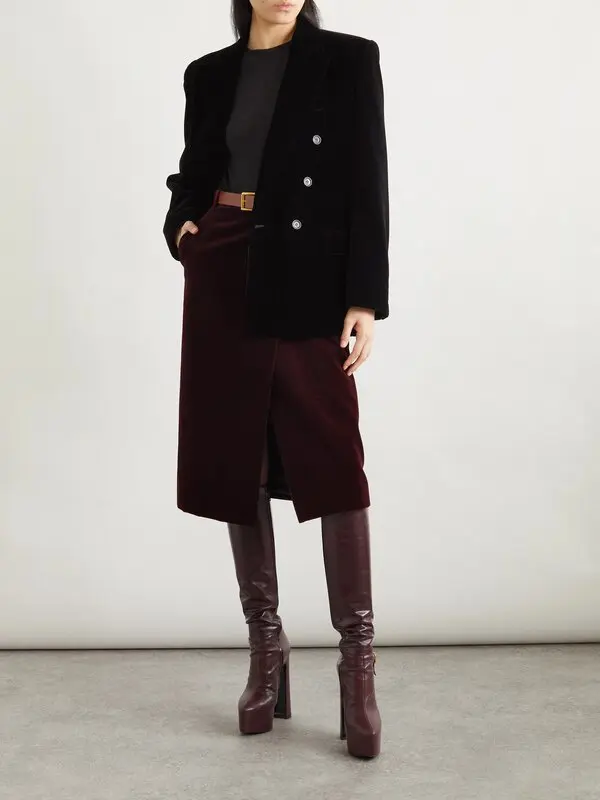 Saint Laurent Double-breasted Velour Blazer
