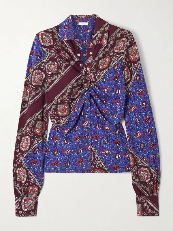 Rabanne Ruched Paisley-print Jersey Shirt - Multi