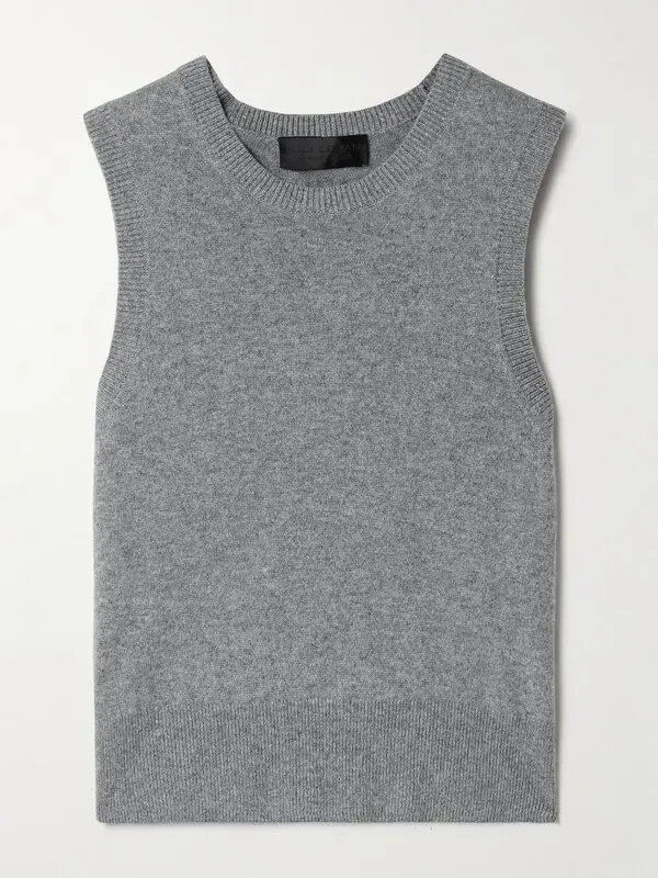 NILI LOTAN May Cropped Cashmere Tank - Gray