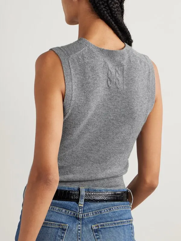 NILI LOTAN May Cropped Cashmere Tank - Gray