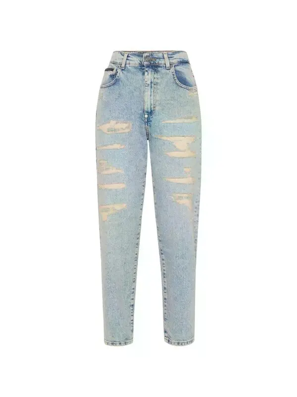 Philipp Plein Ripped Cropped Jeans - Blue