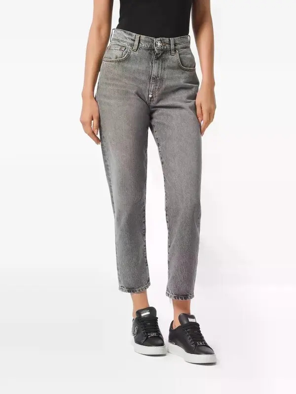 Philipp Plein Mom Fit Jeans With Rear Logo Patch