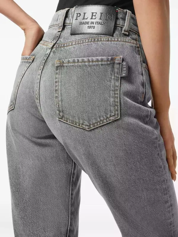Philipp Plein Mom Fit Jeans With Rear Logo Patch