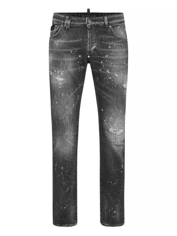 Philipp Plein Distressed Paint-splattered Jeans