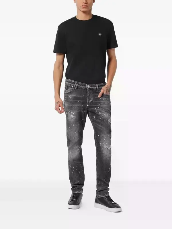 Philipp Plein Distressed Paint-splattered Jeans