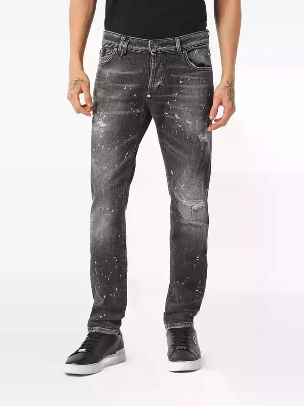 Philipp Plein Distressed Paint-splattered Jeans