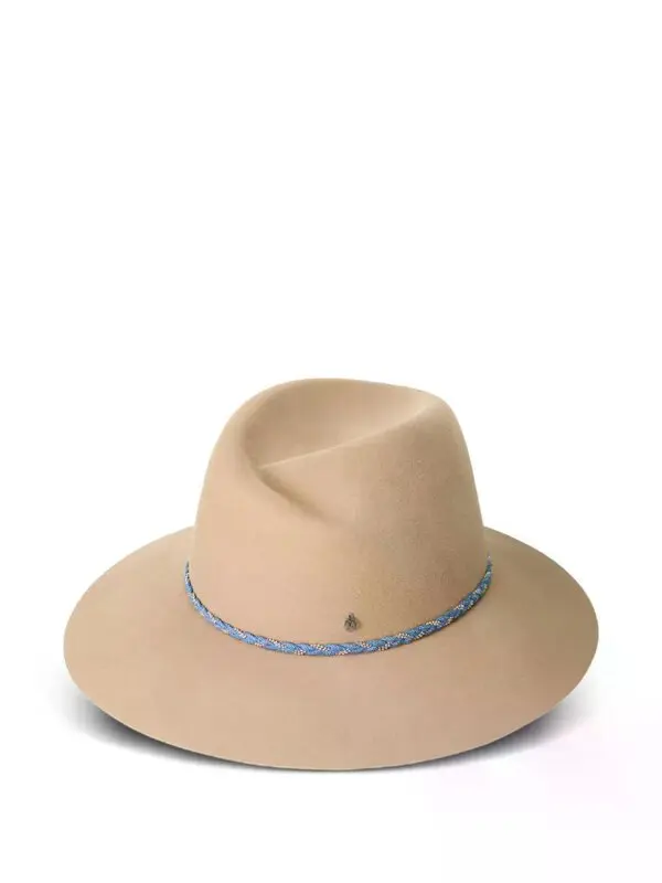 MAISON MICHEL Logo Plaque Wide Brim Hat - Neutrals